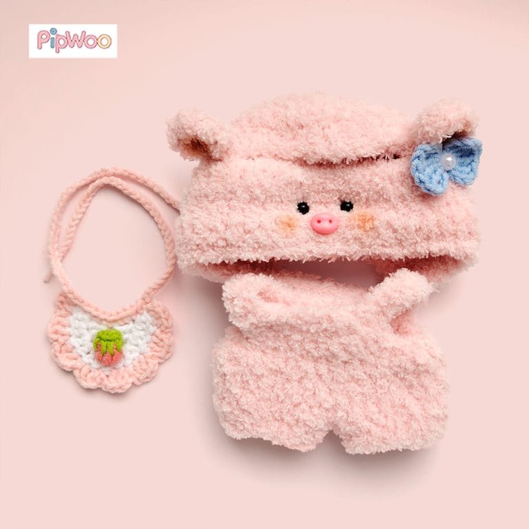 Crochet Labubu Clothes - Cotton Candy Pig - PipWoo